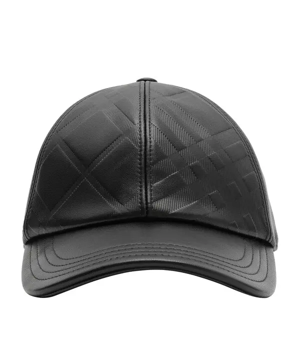 Burberry Lambskin Embossed-check Baseball Cap