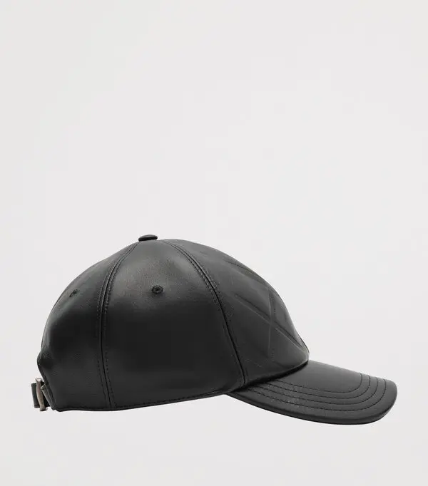Burberry Lambskin Embossed-check Baseball Cap