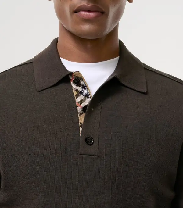 Burberry Wool Check-detail Long-sleeve Polo Shirt