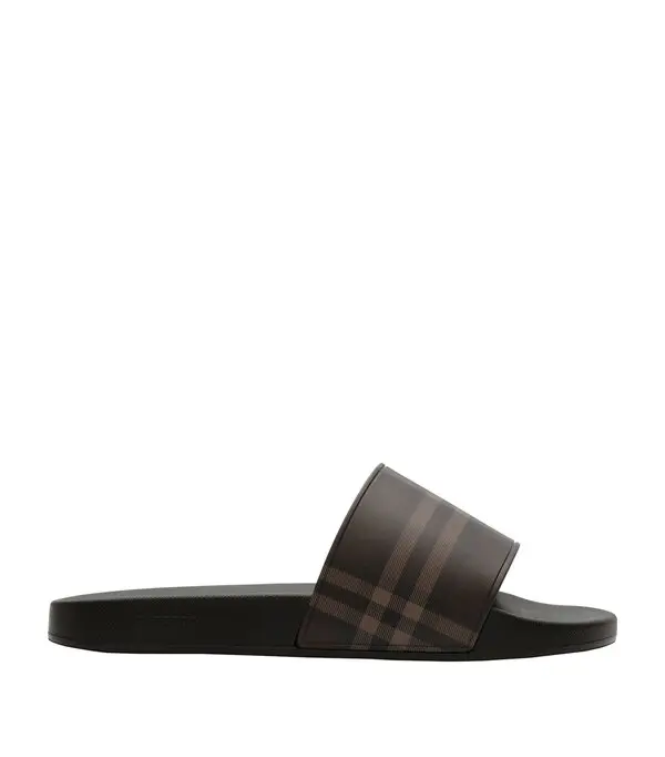 Burberry Check Slides - Brown