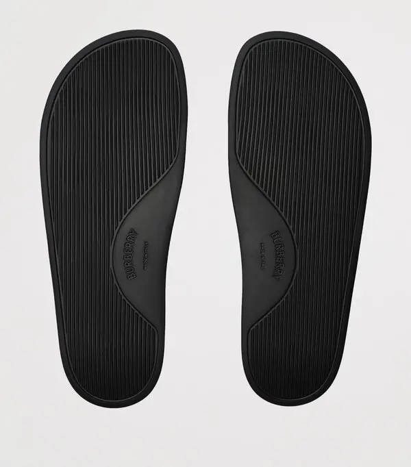 Burberry Check Slides - Brown