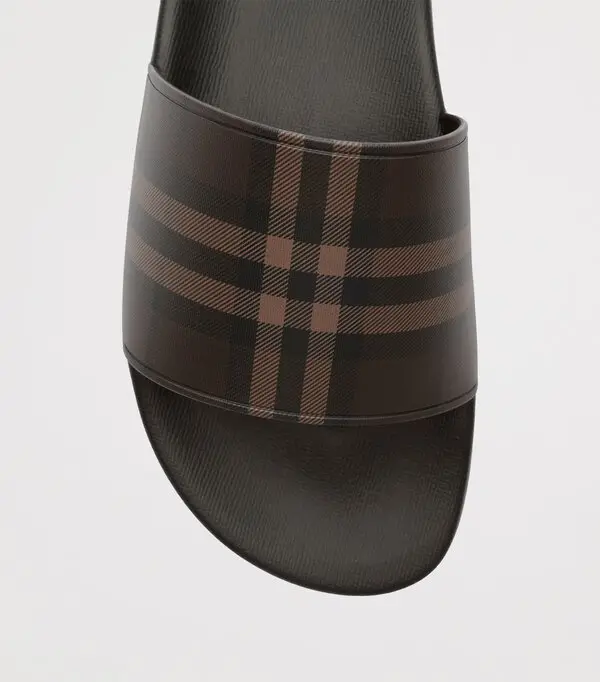 Burberry Check Slides - Brown