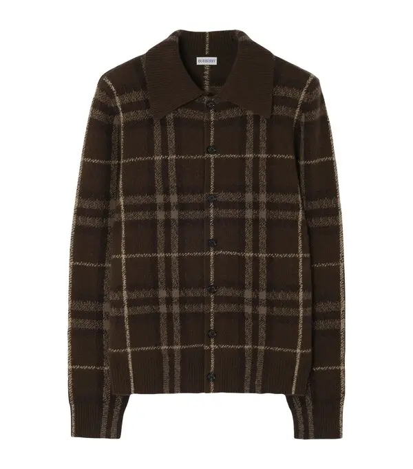 Burberry Cashmere Check Collared Cardigan