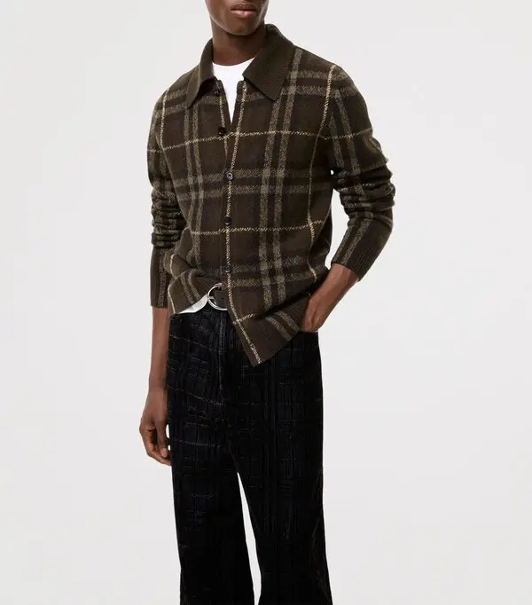 Burberry Cashmere Check Collared Cardigan