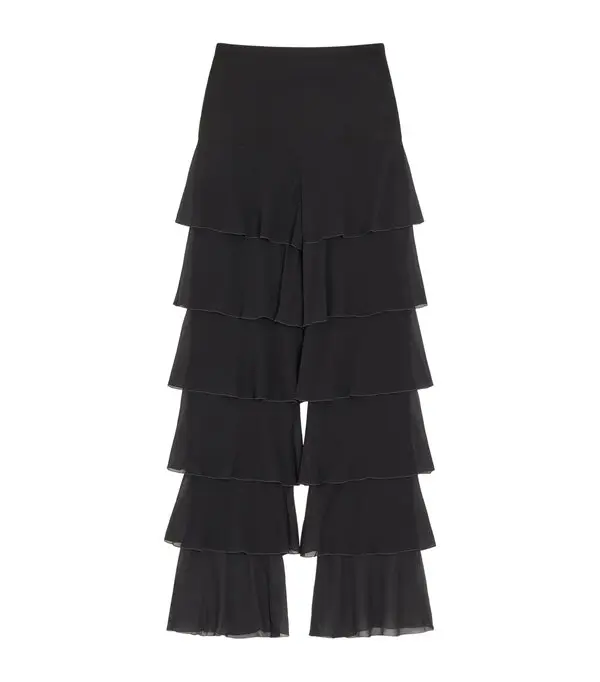 Valentino Garavani Silk Georgette Ruffled Trousers
