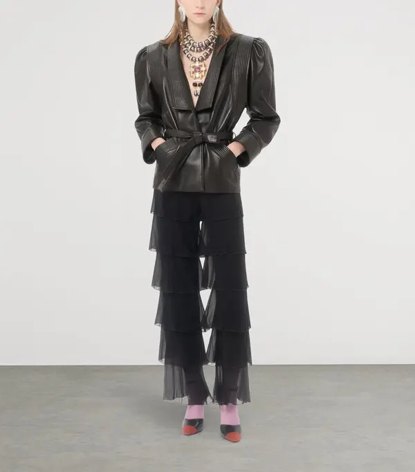 Valentino Garavani Silk Georgette Ruffled Trousers