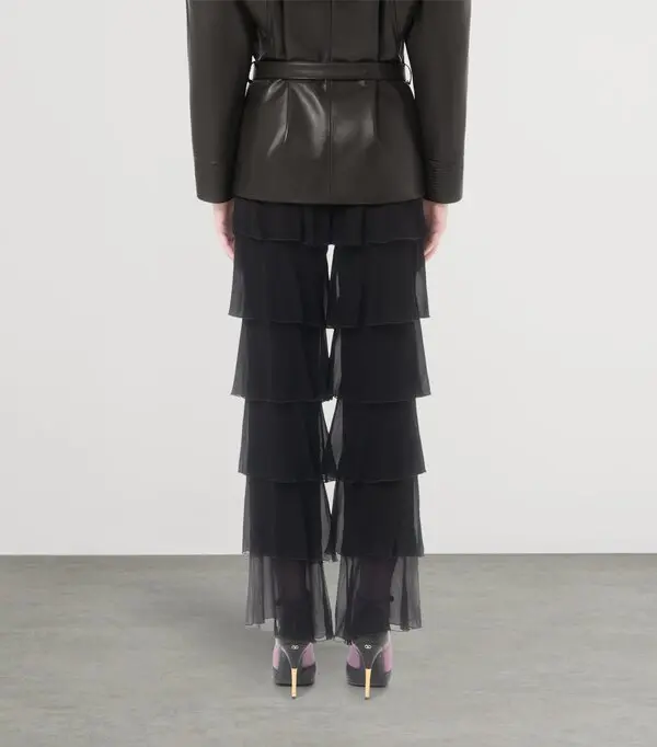 Valentino Garavani Silk Georgette Ruffled Trousers