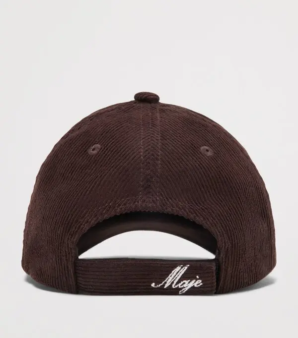 Maje Corduroy Logo Baseball Cap