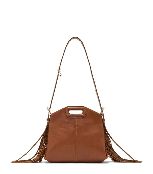 Maje Mini Leather Miss M Shoulder Bag - Beige