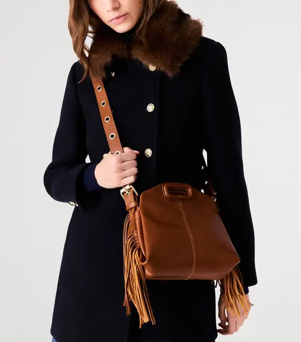 Maje Mini Leather Miss M Shoulder Bag - Beige
