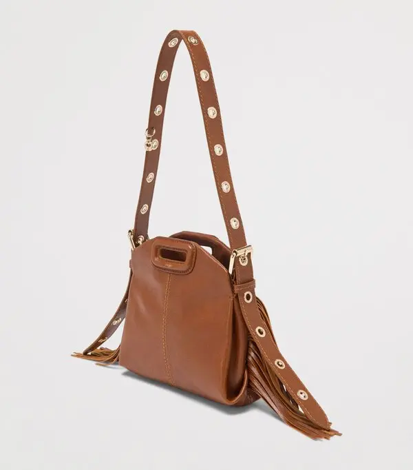 Maje Mini Leather Miss M Shoulder Bag - Beige