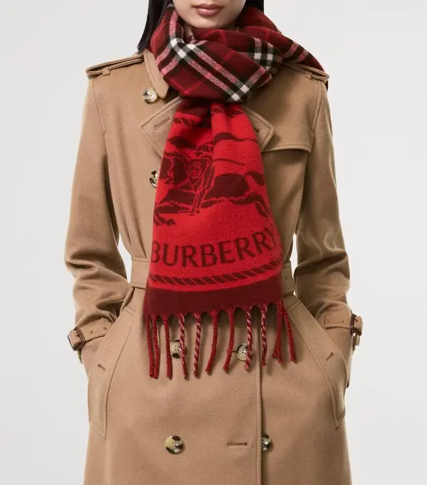 Burberry Cashmere Reversible Knight Stamp Scarf