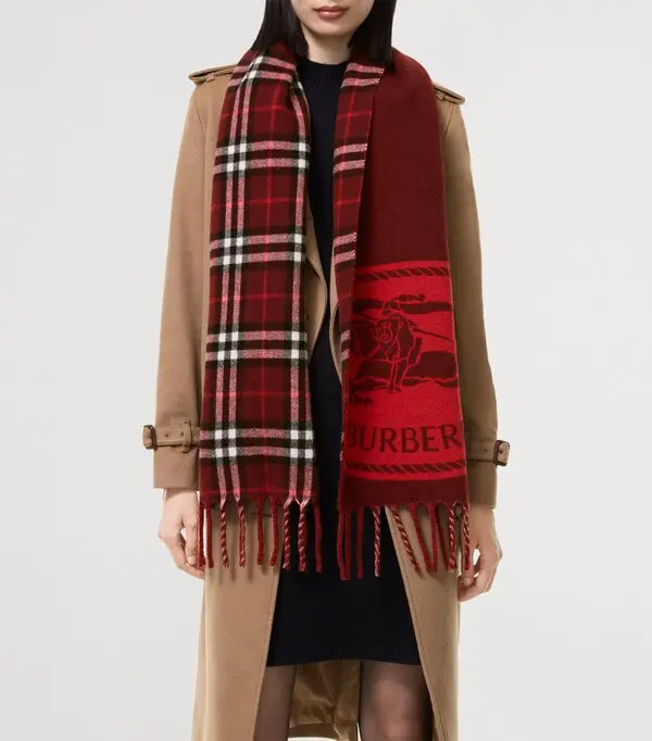 Burberry Cashmere Reversible Knight Stamp Scarf