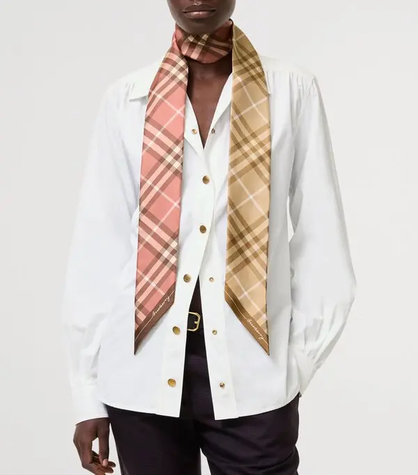 Burberry Silk Contrast Check Skinny Scarf