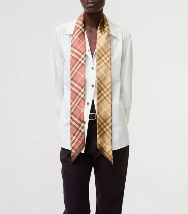 Burberry Silk Contrast Check Skinny Scarf