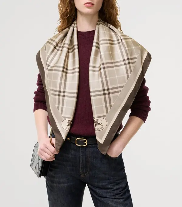 Burberry Silk Check Knight Stamp Scarf