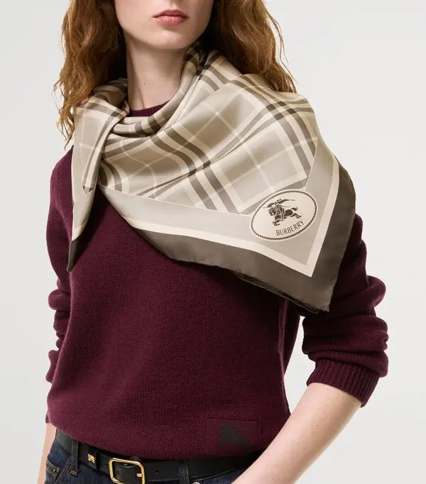 Burberry Silk Check Knight Stamp Scarf