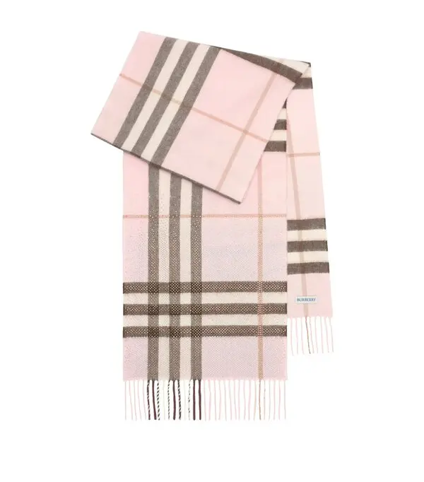 Burberry Cashmere Embellished Check Scarf