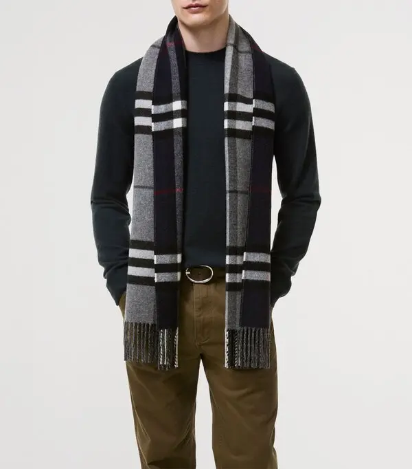 Burberry Cashmere Reversible Check Scarf - Grey