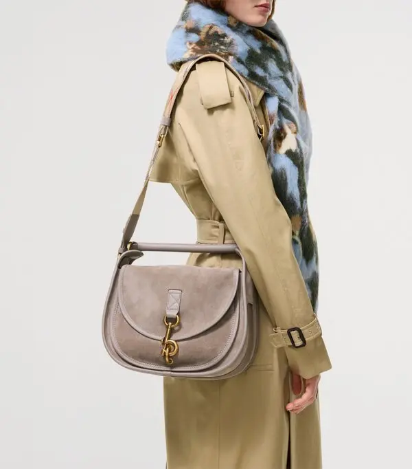 Burberry Small Suede B Clip Messenger Bag