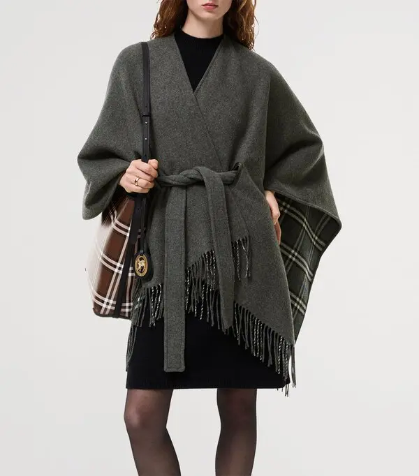 Burberry Wool Fringed Cape