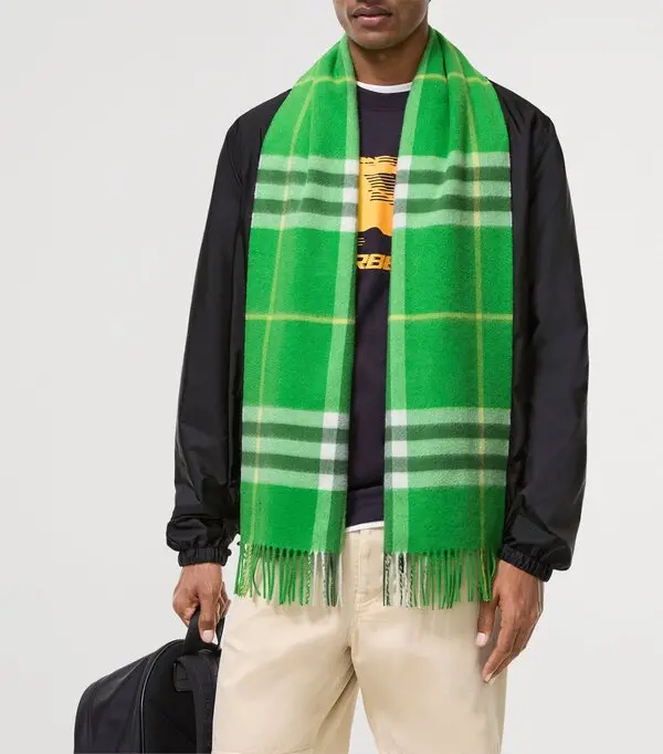 Burberry Cashmere Check Scarf - Green