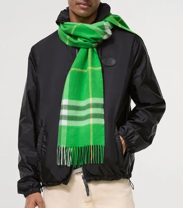 Burberry Cashmere Check Scarf - Green