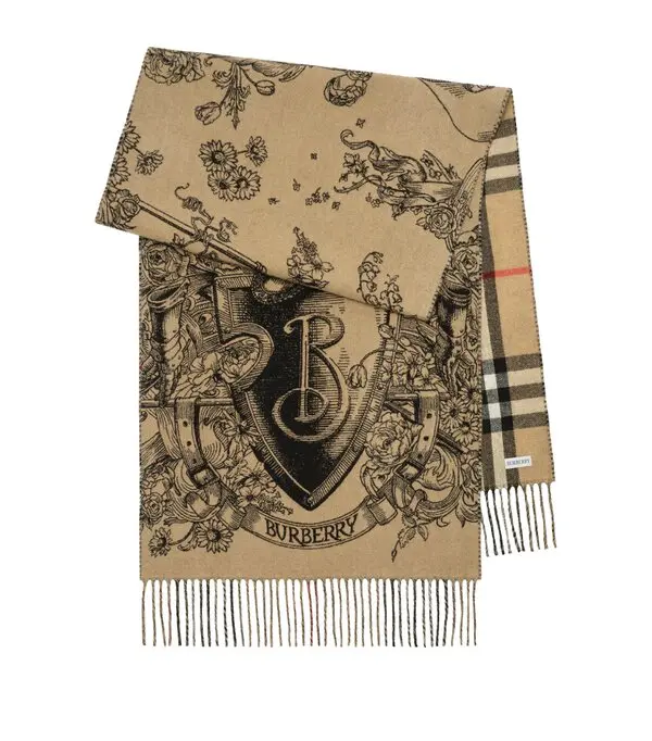 Burberry Cashmere Reversible Etched Knight Scarf