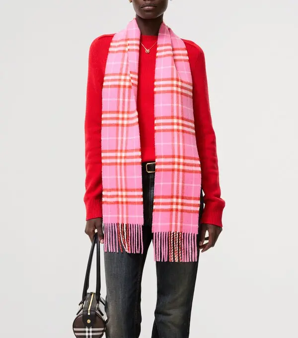 Burberry Cashmere Narrow Check Scarf - Pink
