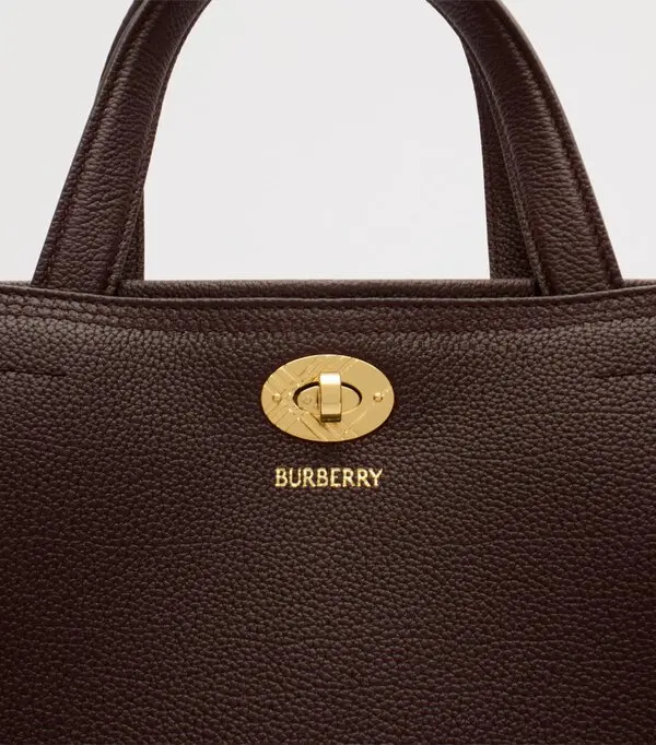 Burberry Small Leather Cotswolds Check Tote Bag