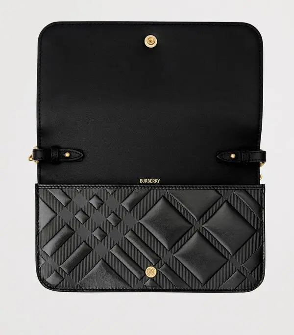 Burberry Check-embossed Leather Chain Strap Wallet