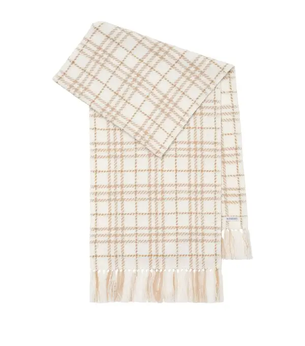 Burberry Cashmere-silk-wool Embellished Check Scarf