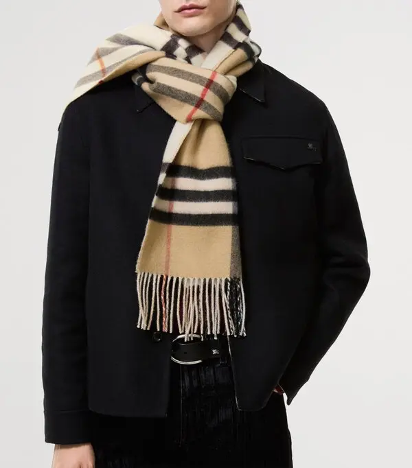 Burberry Cashmere Reversible Check Scarf - Beige