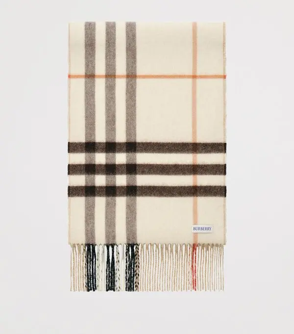 Burberry Cashmere Reversible Check Scarf - Beige