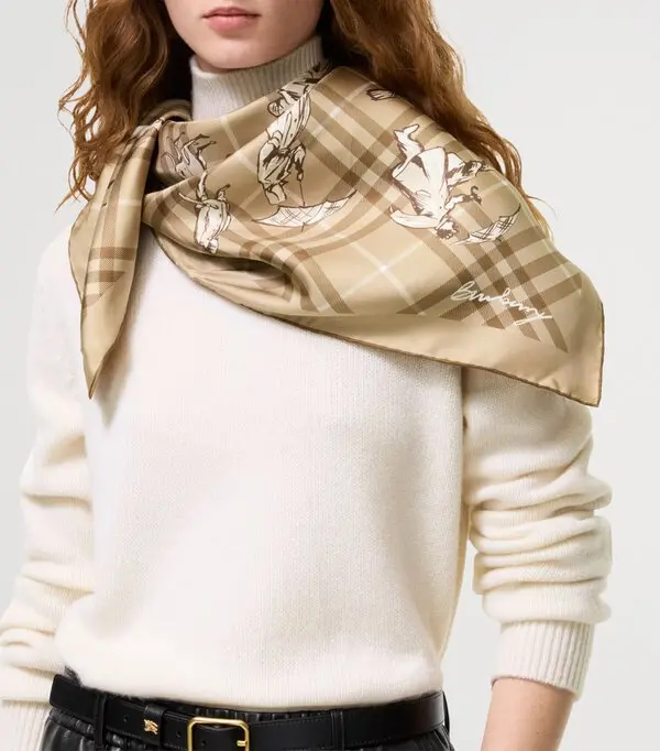 Burberry Silk Check Mates Scarf - Beige