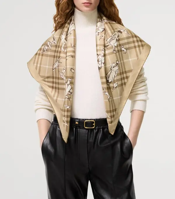 Burberry Silk Check Mates Scarf - Beige
