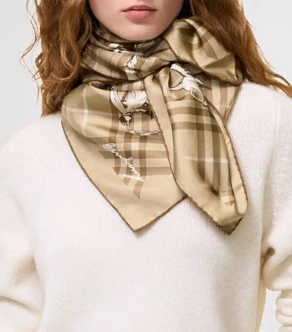 Burberry Silk Check Mates Scarf - Beige