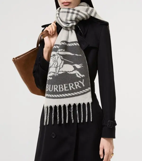 Burberry Cashmere Reversible Knight Stamp Scarf