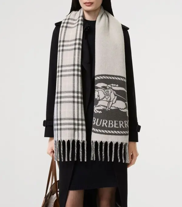 Burberry Cashmere Reversible Knight Stamp Scarf
