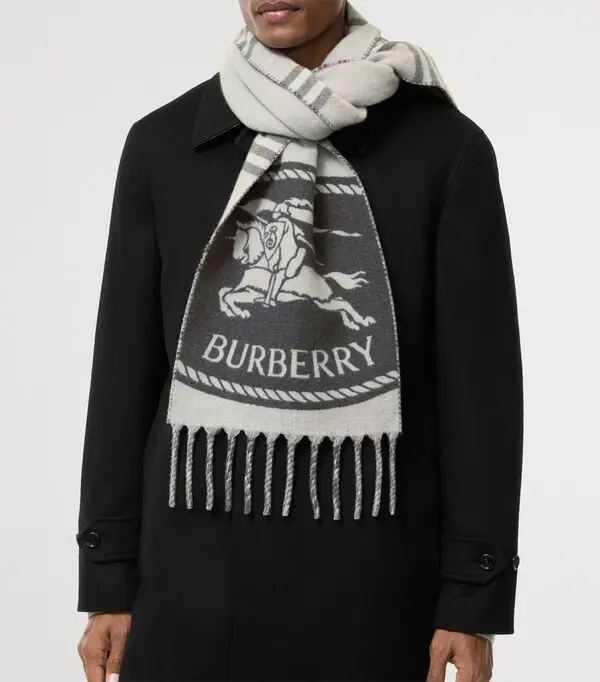 Burberry Cashmere Reversible Knight Stamp Scarf