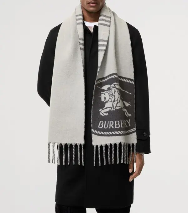 Burberry Cashmere Reversible Knight Stamp Scarf