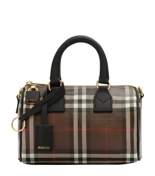 Burberry Mini Check Bowling Bag - Brown