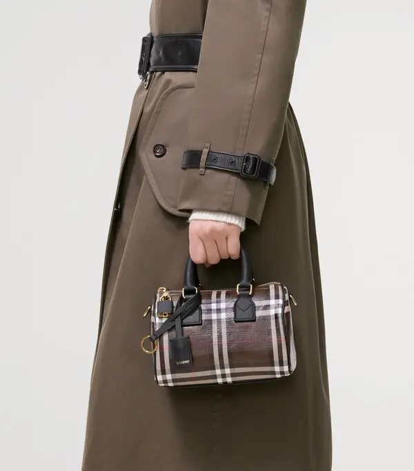 Burberry Mini Check Bowling Bag - Brown