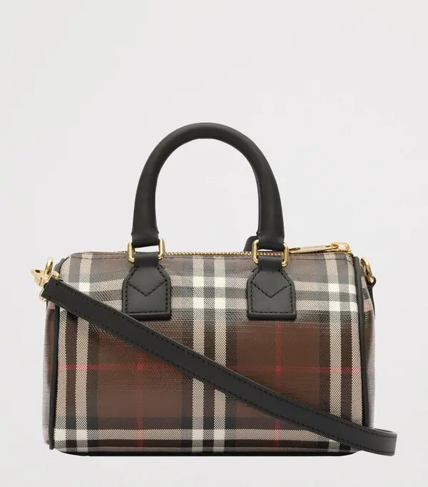 Burberry Mini Check Bowling Bag - Brown