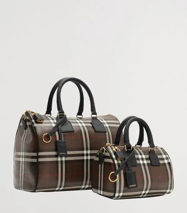 Burberry Mini Check Bowling Bag - Brown