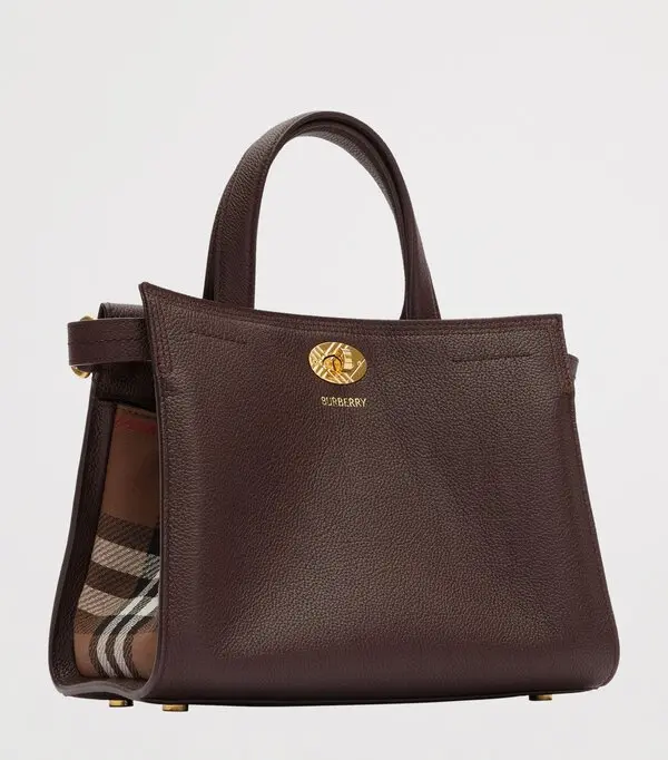 Burberry Mini Leather Cotswolds Check Tote Bag