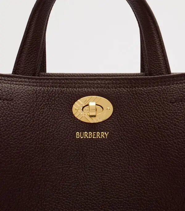 Burberry Mini Leather Cotswolds Check Tote Bag