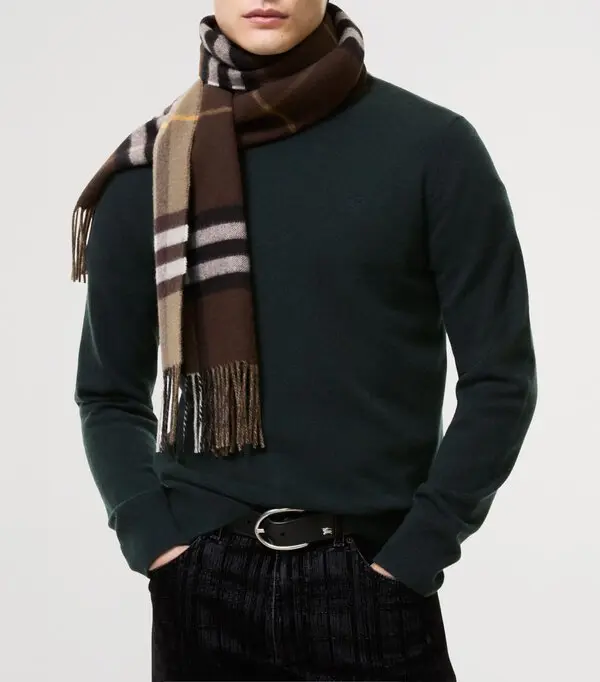 Burberry Reversible Cashmere Check Scarf - Brown