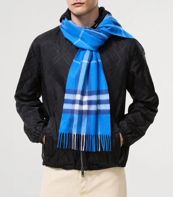 Burberry Cashmere Check Scarf - Blue