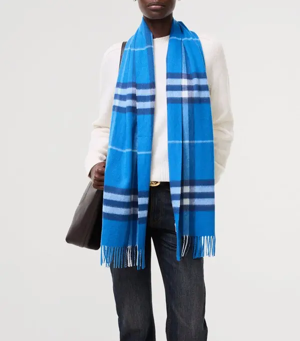 Burberry Cashmere Check Scarf - Blue